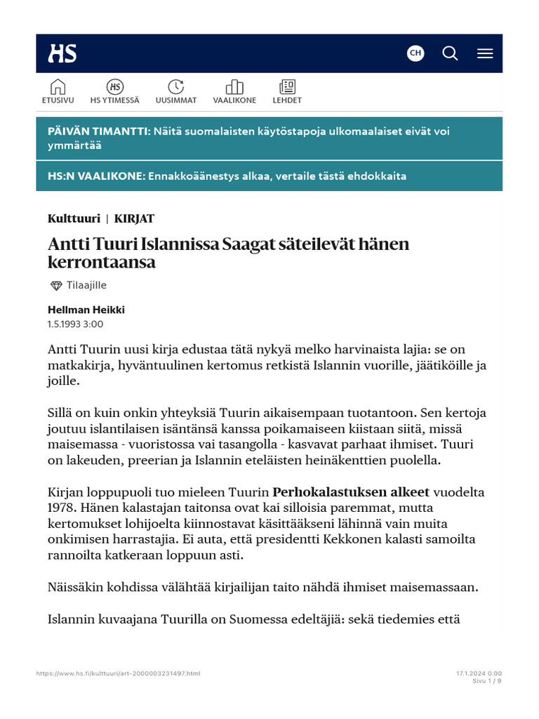 Antti Tuuri Islannissa Saagat Säteilevät Hänen Kerrontaansa - Kulttuuri ...