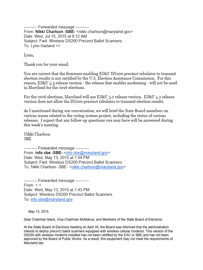 Constituent Email - VS Version - Lynn Garland To Maryland Board of ...