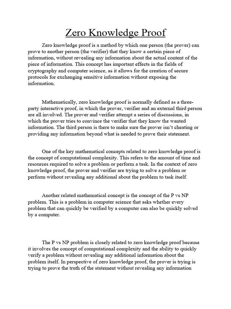 Zero Knowledge Proof | PDF | Mathematical Proof | Applied Mathematics