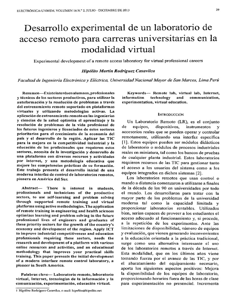 Desarrollo Experimental de Un Laboratorio de Acceso Remoto para ...