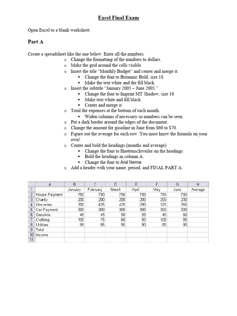 Excel Final Exam | PDF | Microsoft Excel | Spreadsheet