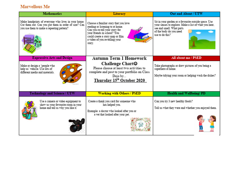 Homework Choices Grid Autumn 1 | PDF