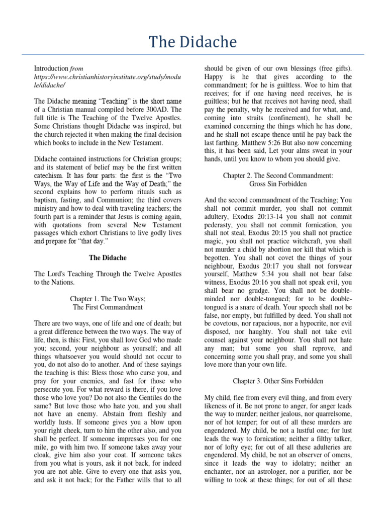 The Didache | PDF | Jesus | Glory (Religion)