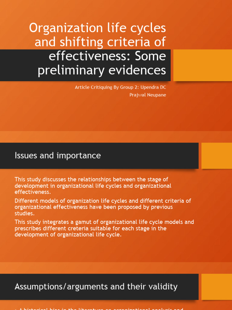 Organization Life Cycles and Shifting Criteria of Effectiveness | PDF ...
