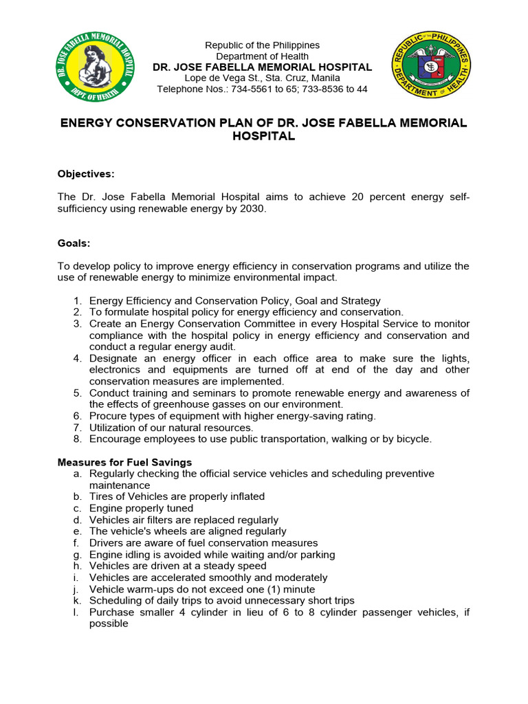 Energy Conservation Plan, DJFMH | PDF