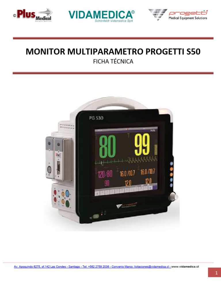 Monitor Multiparamétrico PG S50 | PDF | Electrocardiografia | Monitor ...