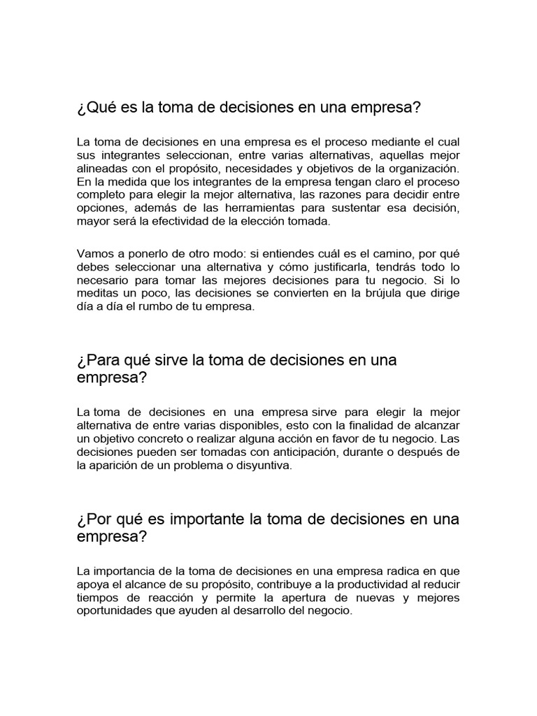 Decisiones Empresariales | PDF | Toma de decisiones | Business