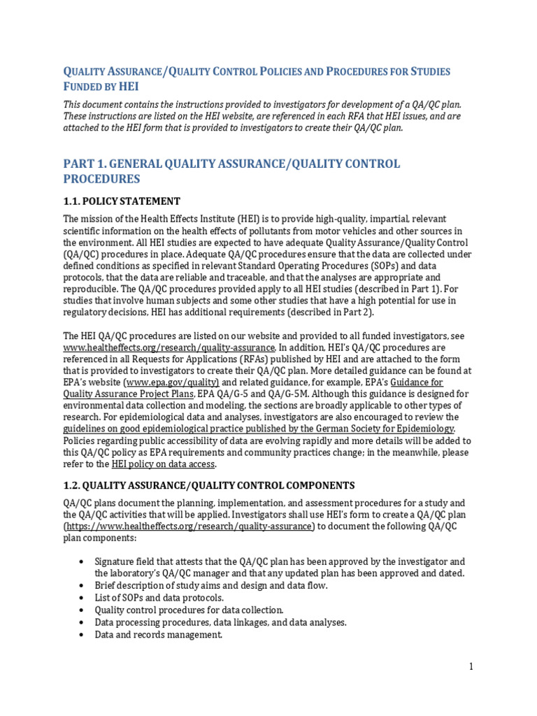 Qa QC Procedures | PDF | Quality Assurance | Audit