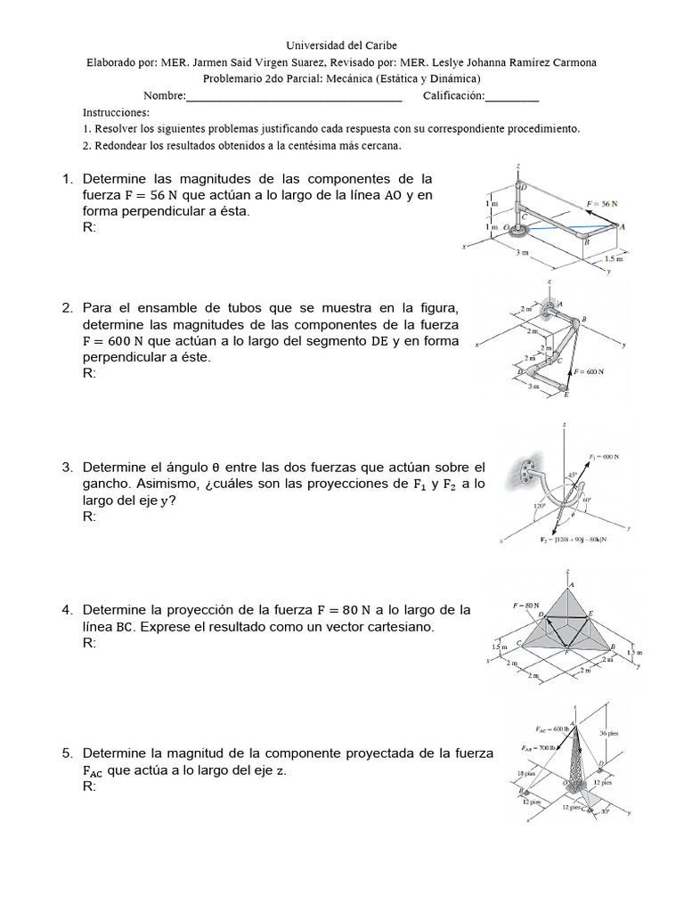 2 Do Problemario Mecánica | PDF | Vector Euclidiano | Fuerza
