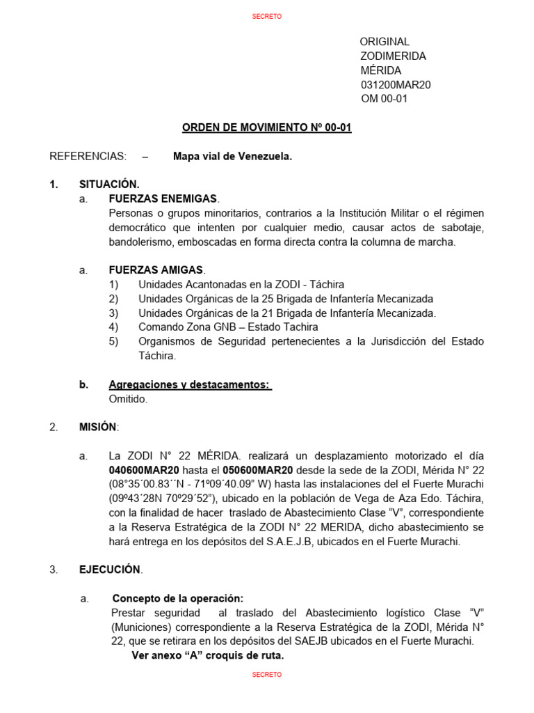 Orden de Movimiento 50-19 Comision Mixta Zodi 27feb20 | PDF | Guerra | Conflictos
