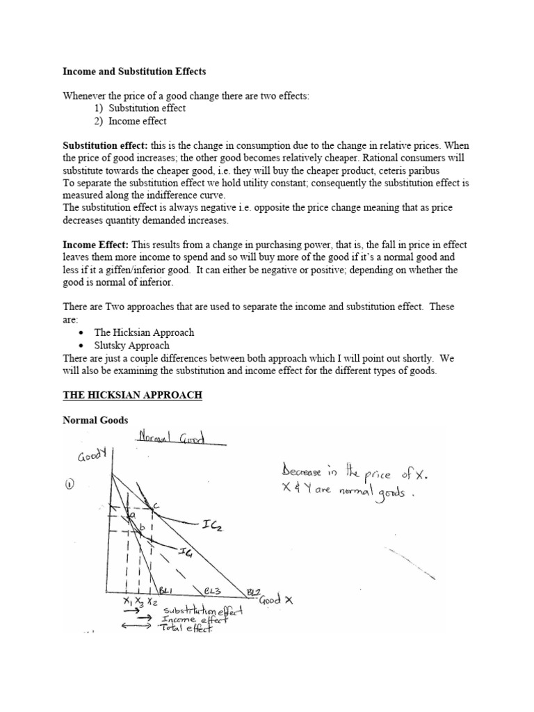 Econ Handout Income and Substitution Effects | PDF | Consumers ...