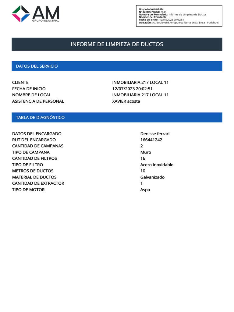 7541 Xavier Acosta Inmobiliaria 217 Local 11 Informe de Limpieza de ... 7541 Xavier Acosta Inmobiliaria 217 Local 11 Informe de Limpieza de ...