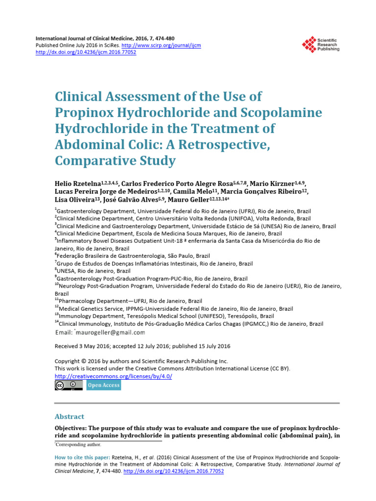 Clinical Assessment of The Use of Propinox Hydroch | PDF | Clinical ...