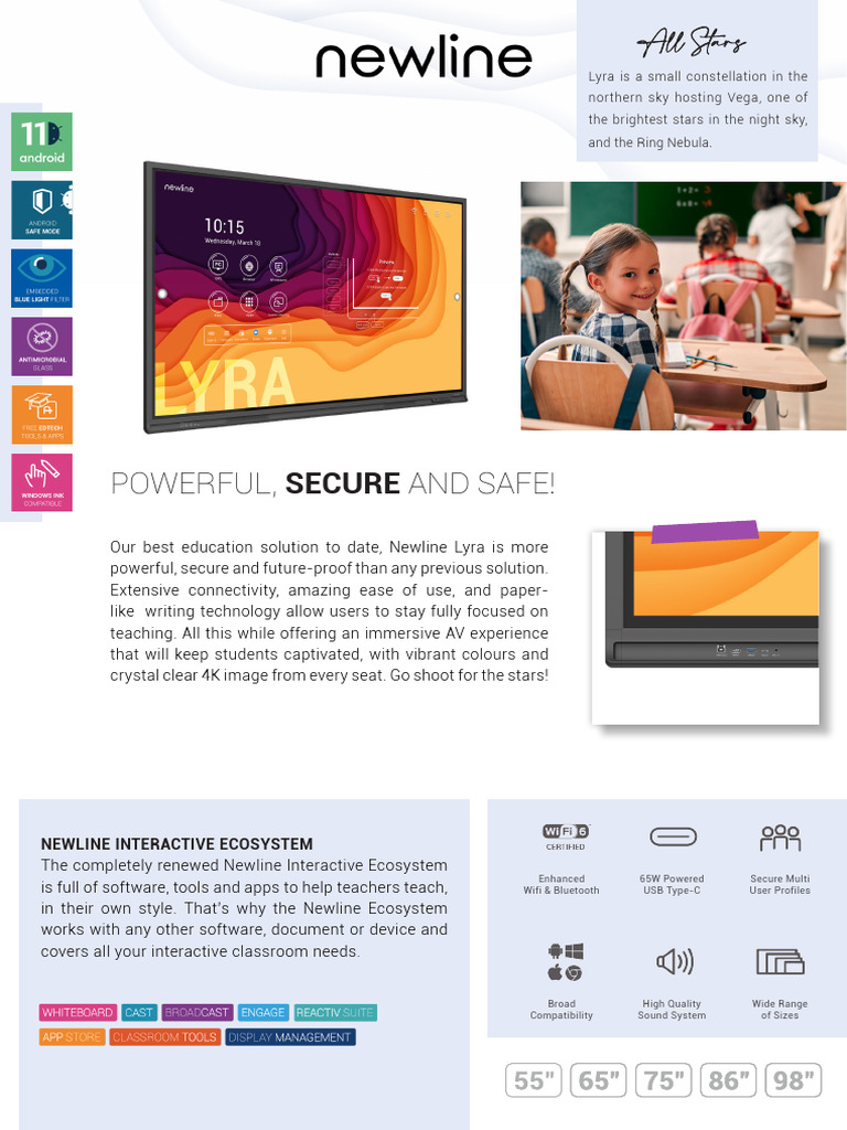 Newline Lyra: Interactive Display Specs | PDF | Usb | Hdmi