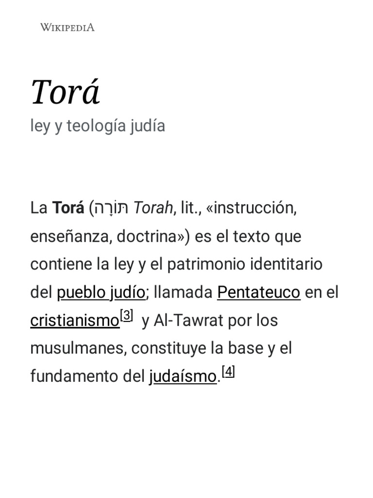 Torá - Wikipedia, La Enciclopedia Libre | PDF | Tora | Judios y judaísmo