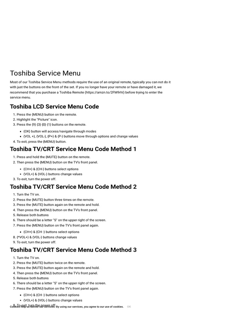 Toshiba Service Menu | PDF | Menu (Computing) | Disclaimer