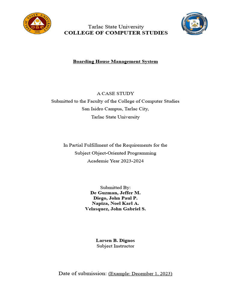 Group 8 - Boarding House Management System - OOP | Download Free PDF ...