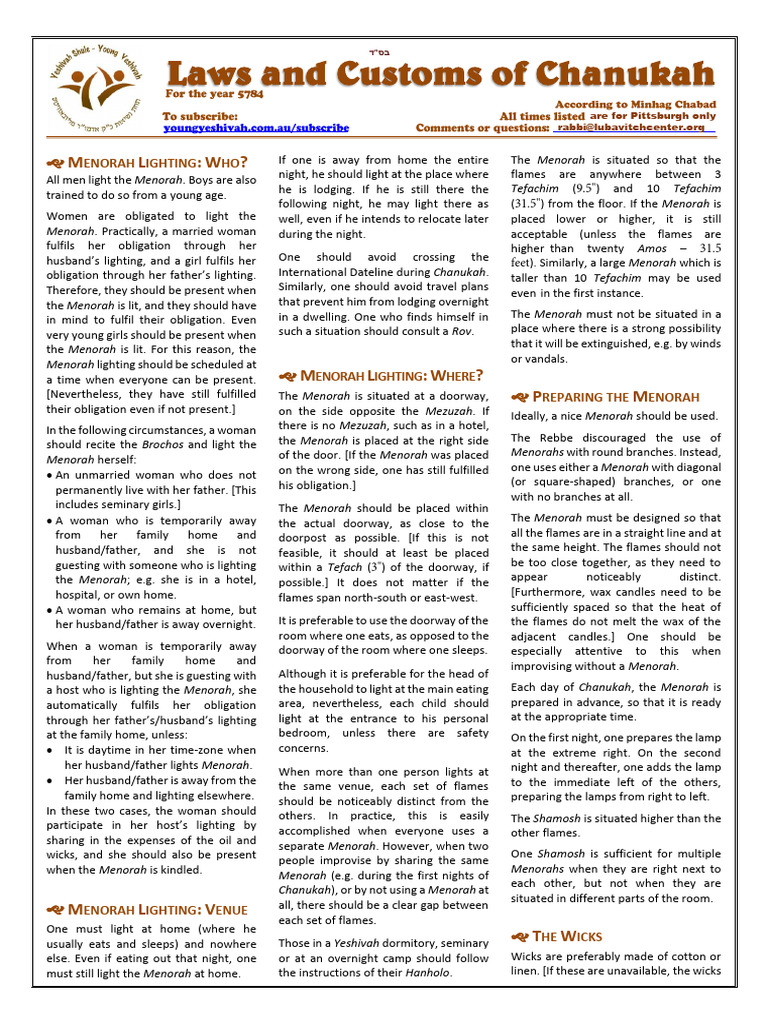 Laws Customs of Chanukah | PDF | Hanukkah | Jewish Prayer