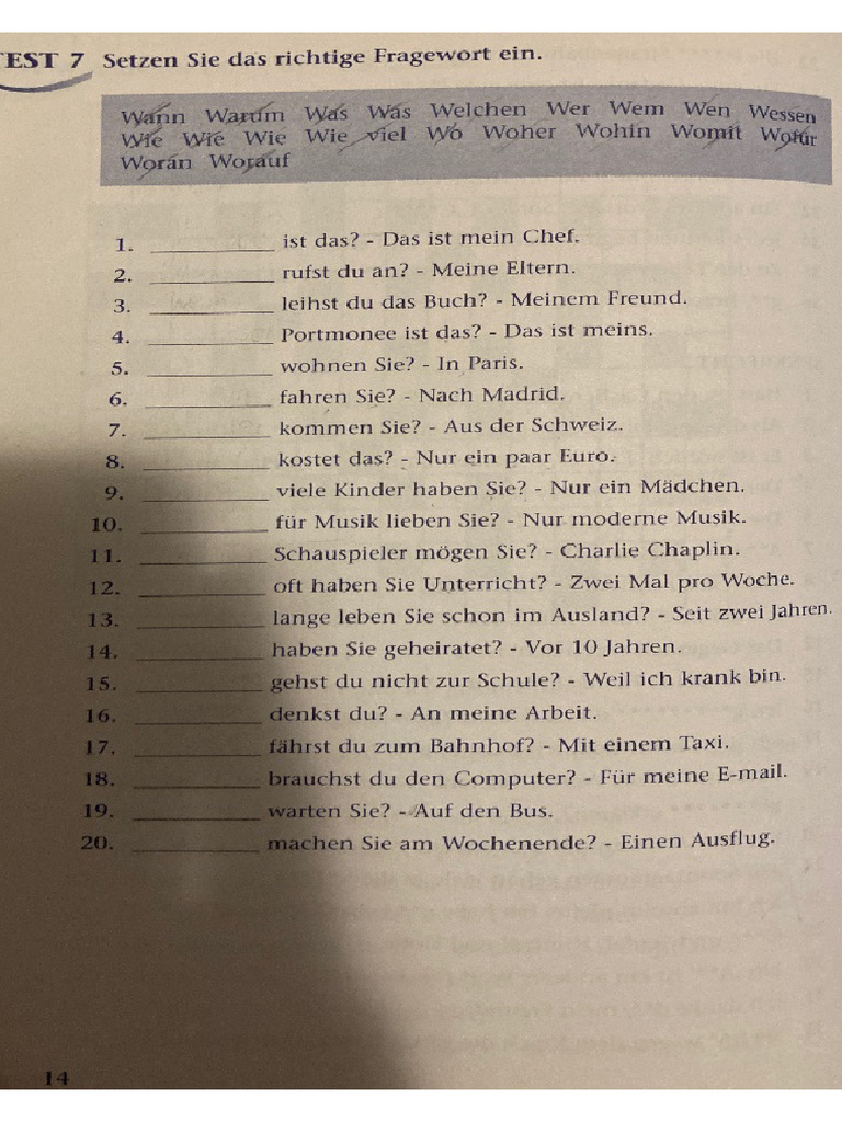 W-Fragen, Übung | PDF