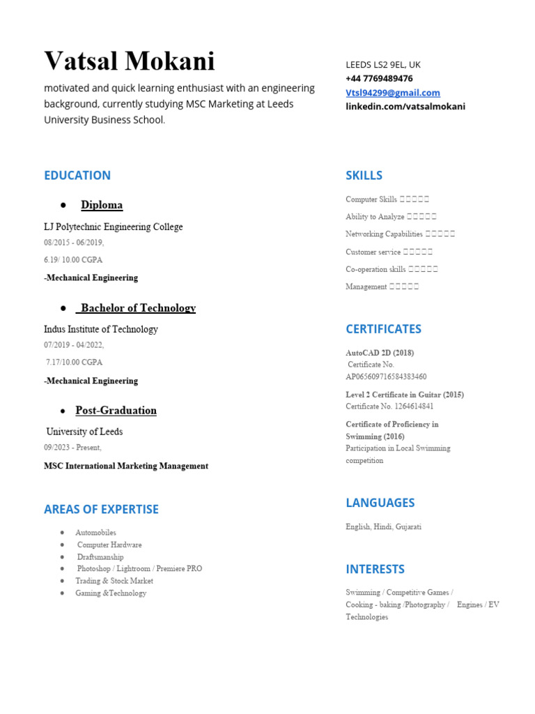 Resume 03-11-2023 | PDF | Engineering | Physical Sciences