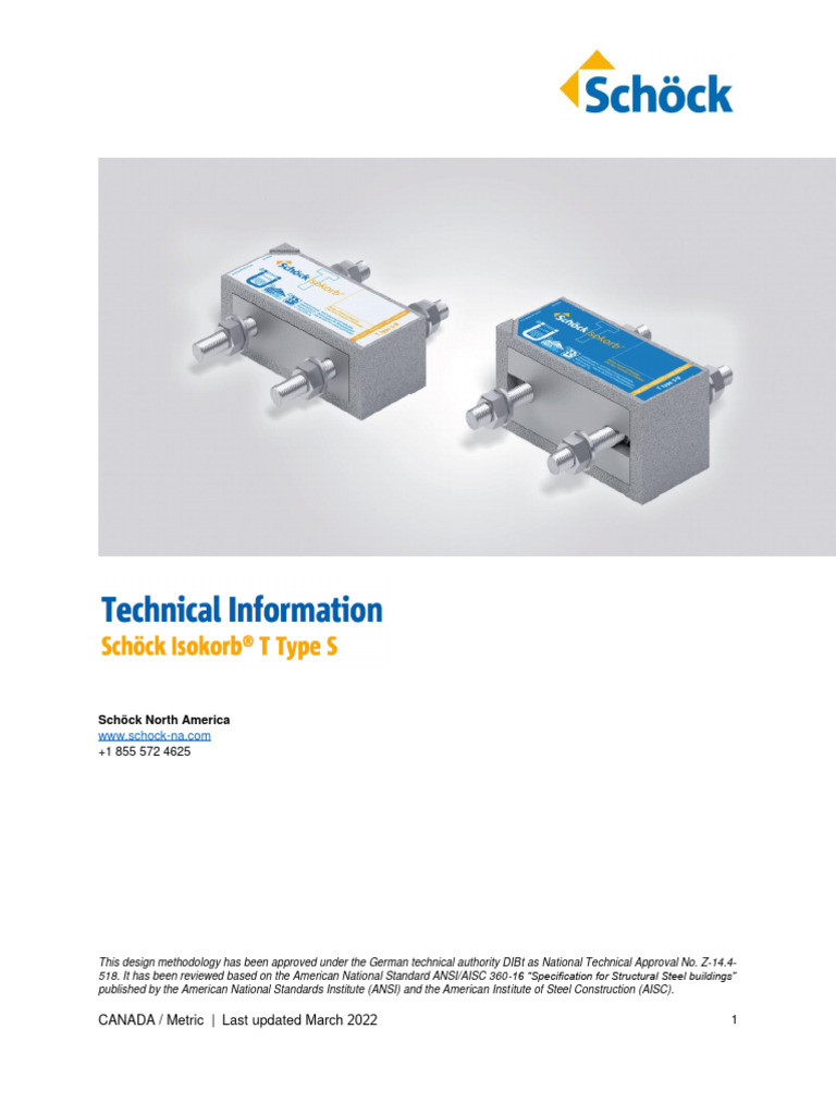 Schoeck Isokorb T Type S S V and S N Technical Manual Canada (4829 ...