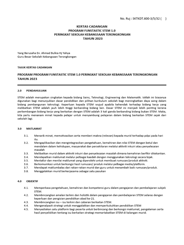 Kertas Kerja Funtastic STEM 1.0 2023 | PDF
