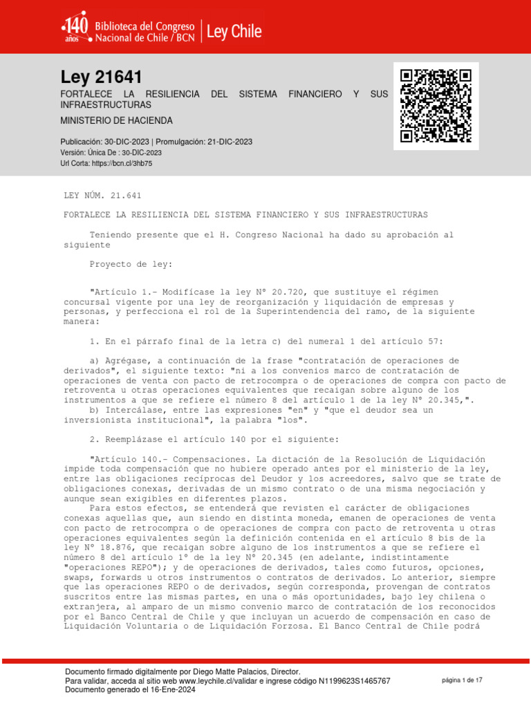Ley 21641 - 30 DIC 2023 | PDF | Bancos | Cooperativa