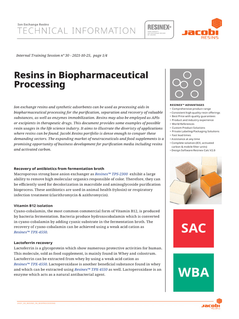 2021 30 Resins in Bioprocessing | PDF | Vitamin C | Polyphenol