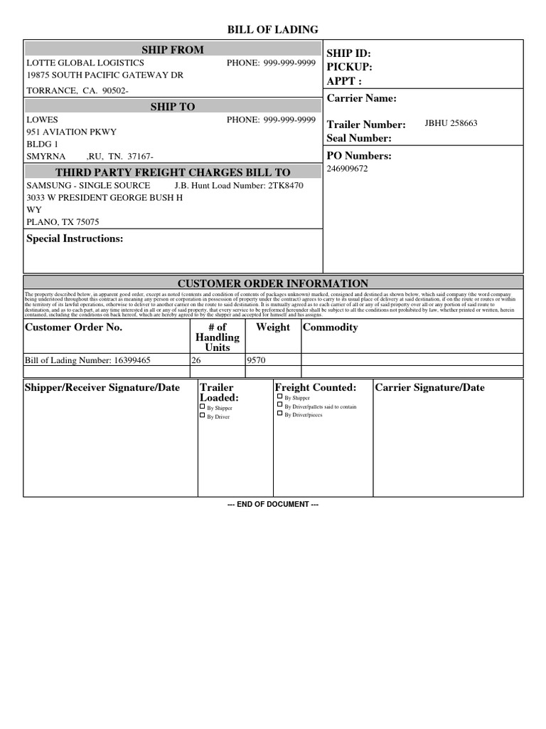 Bill-Of-Lading 2 | Download Free PDF | Cargo | Bill Of Lading