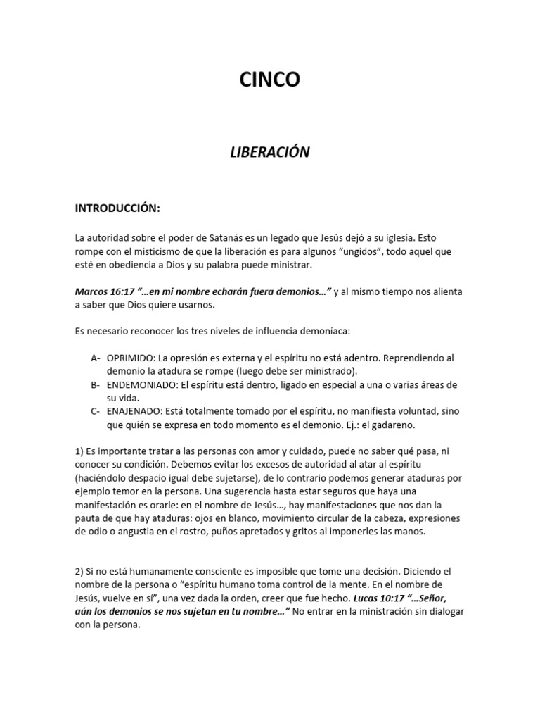 Modulo Dos - Clase 5 - Liberacion | PDF | Demonios | Oración