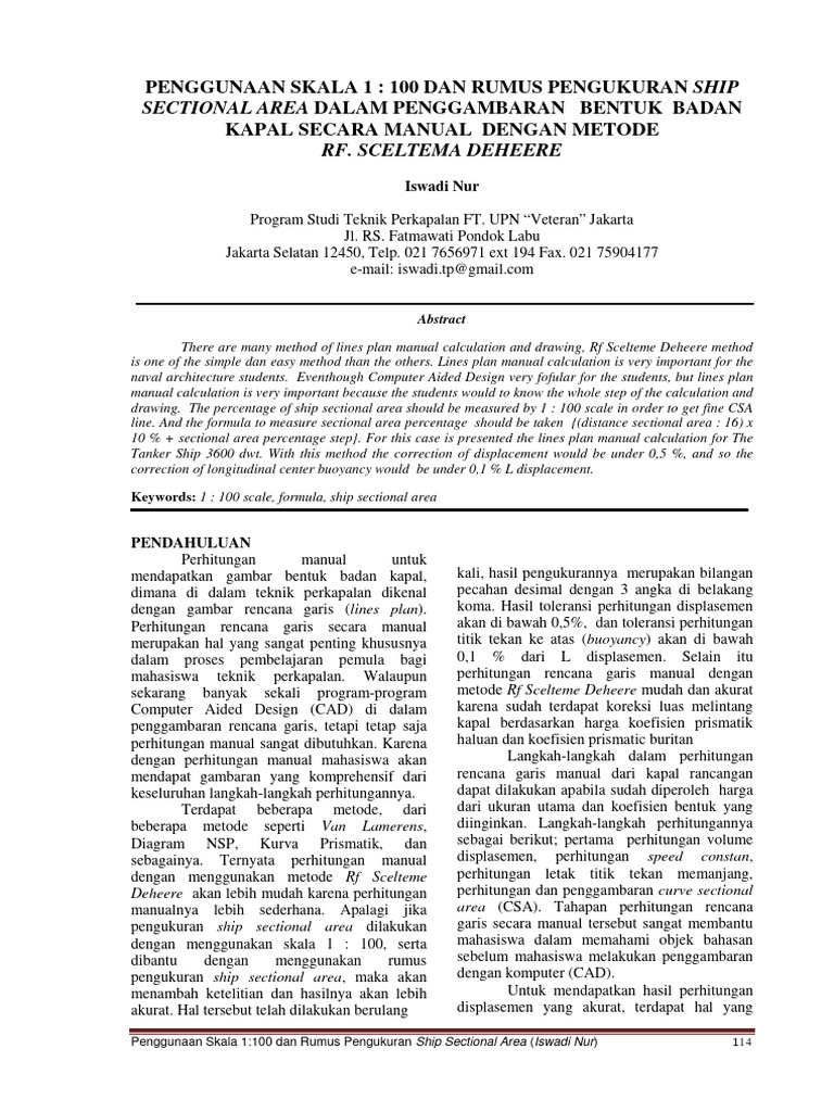 Rumus Pengukuran Area Kapal 1:100 | PDF