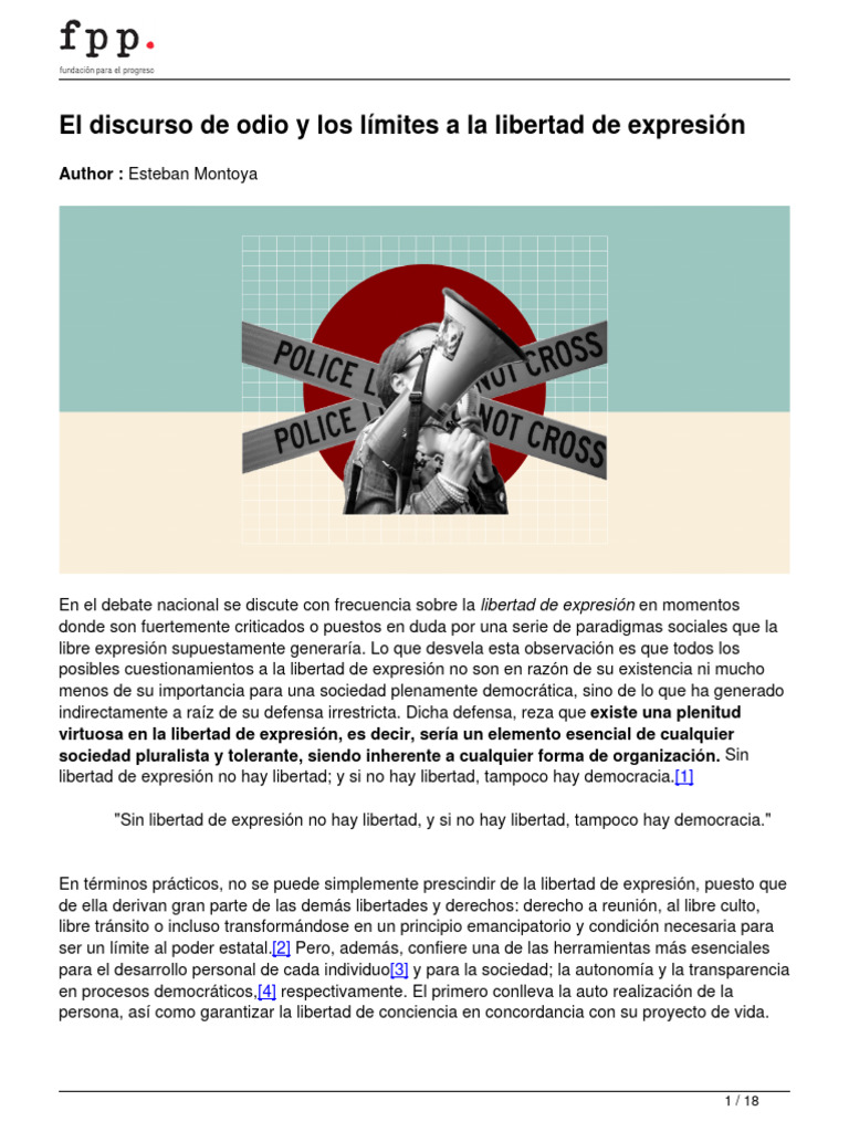 El Discurso de Odio y Los Limites A La Libertad de Expresion | PDF ...