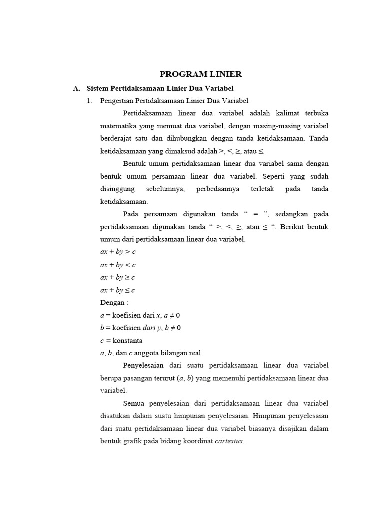 Materi Program Linier | PDF | Metode & Bahan Ajar | Sains & Matematika
