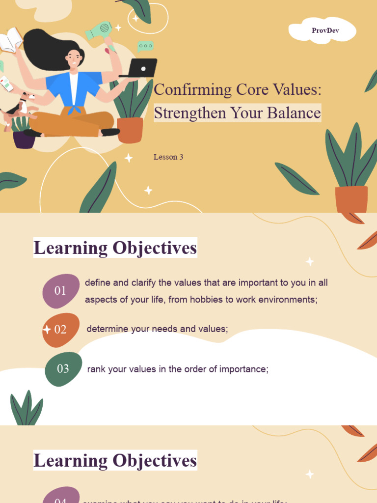 Lesson 3 - Confirming Core Values - Strengthen Your Balance | PDF ...
