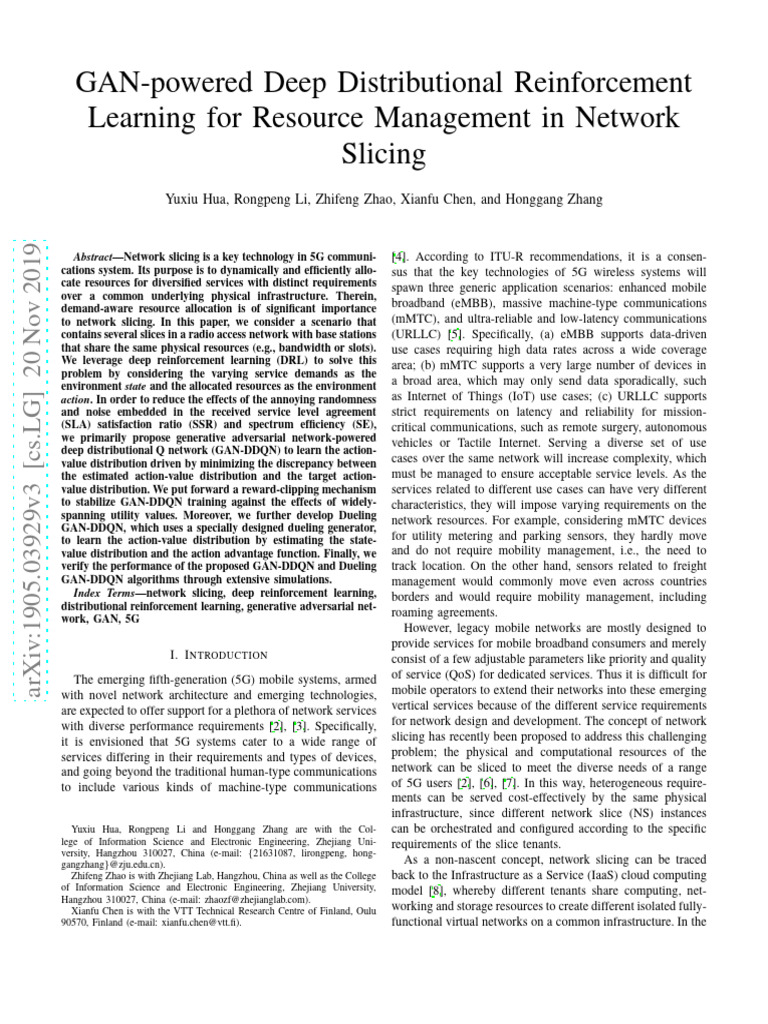 Gan Powered Deep Distributional Reinforcement Learning For Resource Management In Network