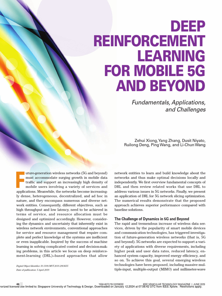 Deep Reinforcement Learning For Mobile 5G and Beyond Fundamentals Applications and Challenges ...
