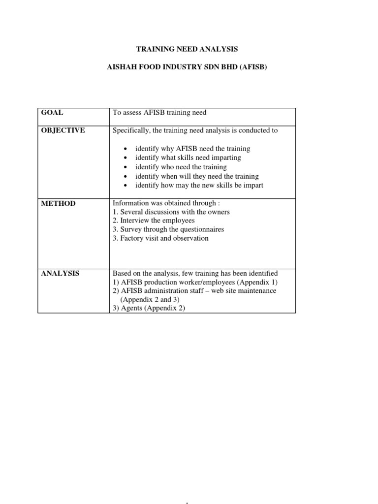 Training Need Analysis | PDF | Business