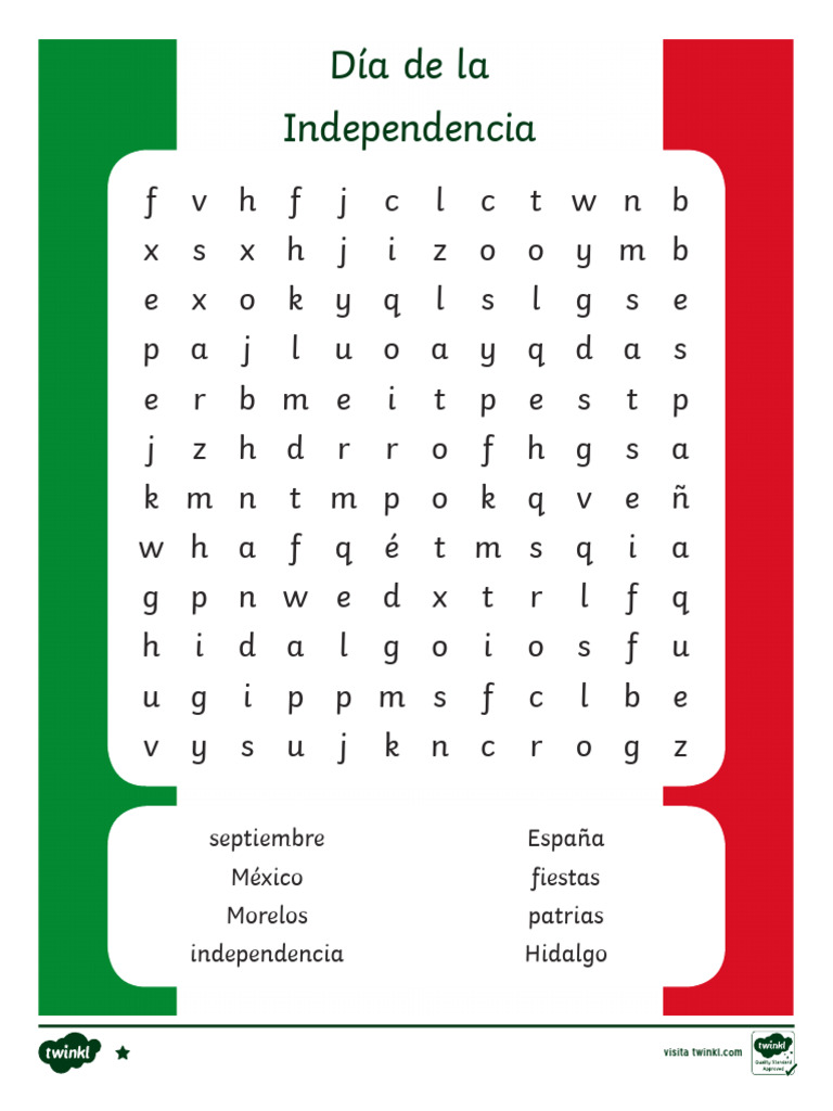 Sopa de Letras: Independencia de México | PDF | Personas ejecutadas ...