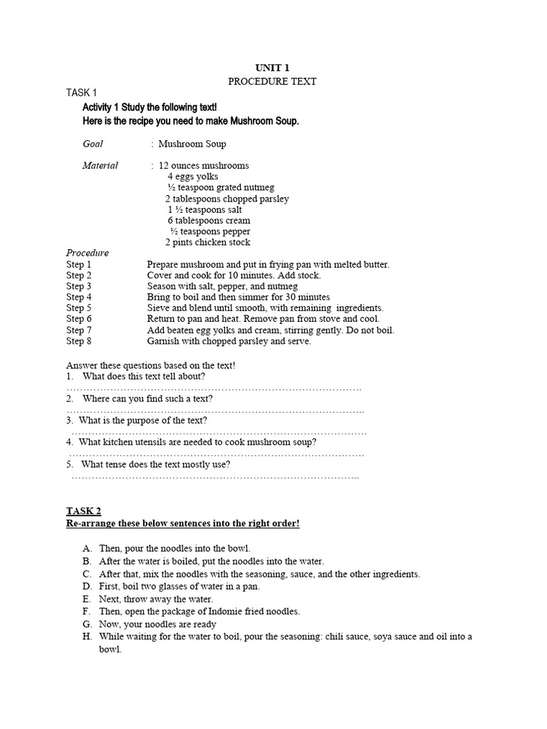 Task Procedure Text | PDF