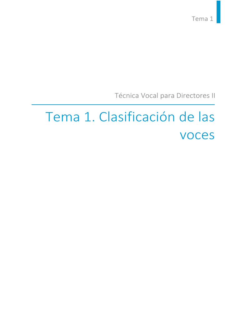 Tema 1. Clasificación de Las Voces | PDF | Coro | Sonido