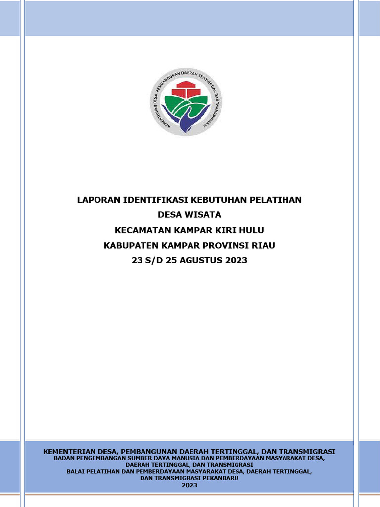 Pelatihan Desa Wisata Kampar Kiri | PDF | Ilmu Sosial | Sains & Matematika