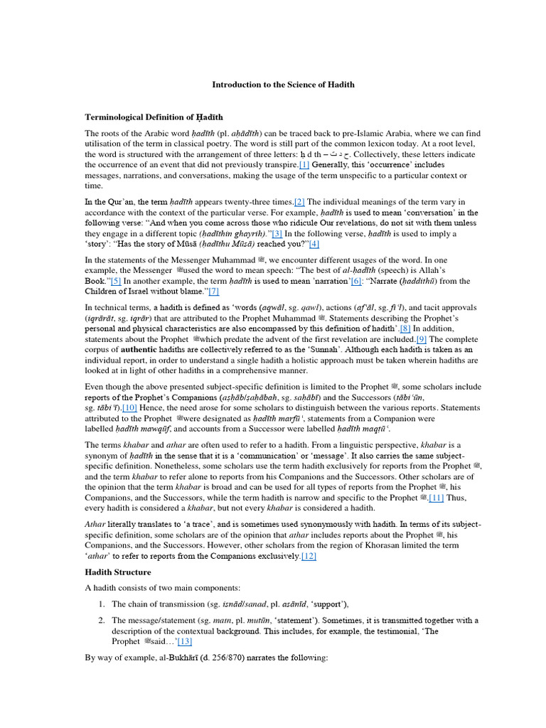 Introduction To The Science of Hadith | PDF | Hadith | Muhammad