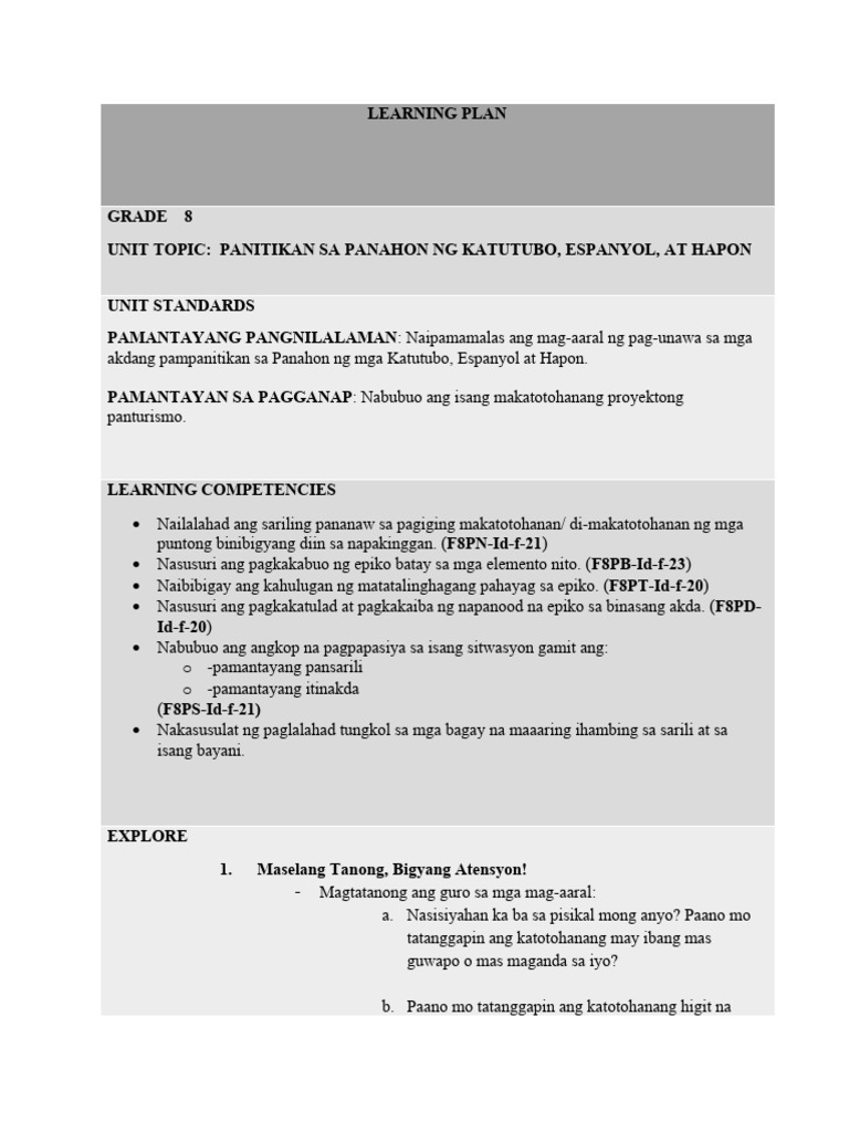 Learning Plan Final | PDF