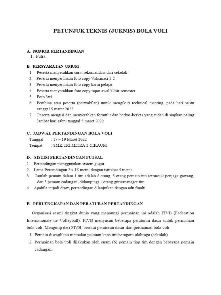 Juknis Bola Voli | PDF