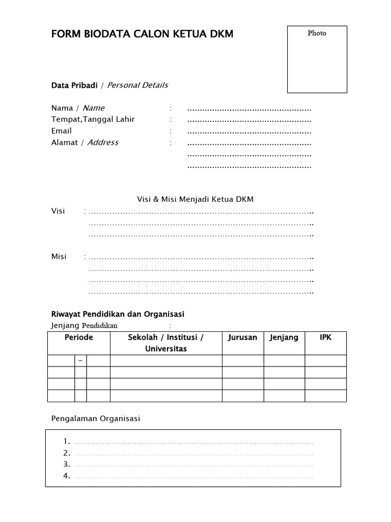 FORMULIR pamflet informasi profile calon ketua dkm (1) | PDF