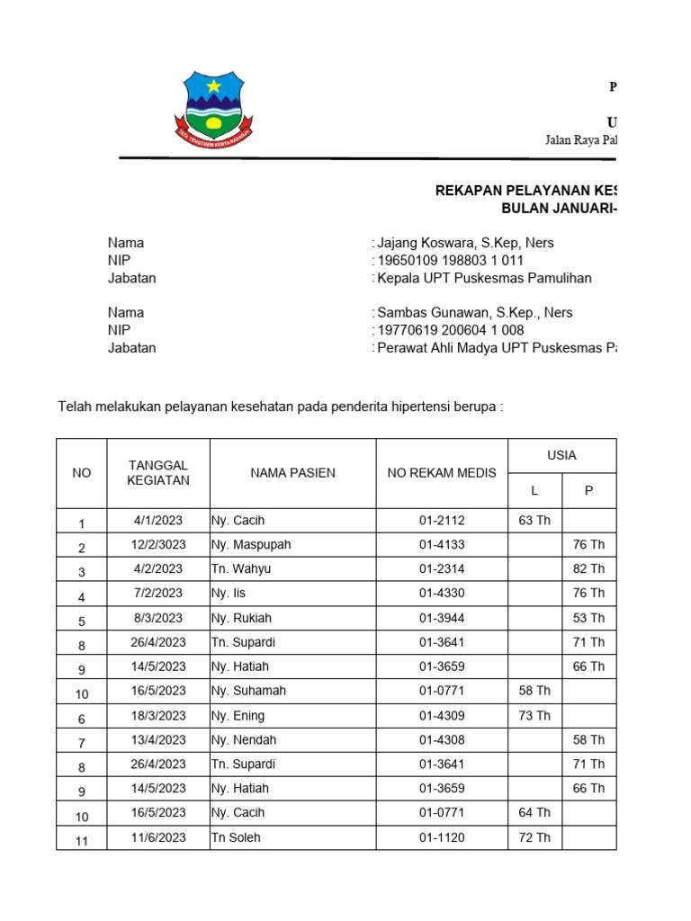 Rekapan Pelayanan Pada Hipertensi | PDF