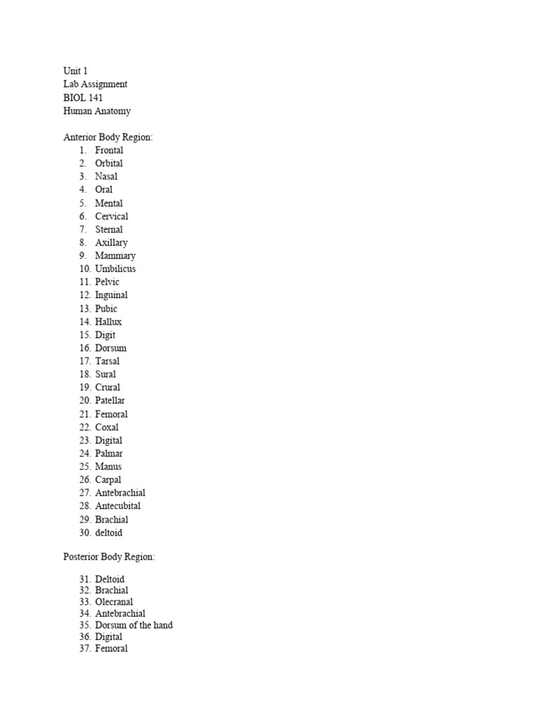 Unit 1 Lab Submission Sebastine Okolo Pdf Anatomy Morphology Biology