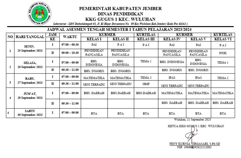 Jadwal Ats 2023 2024 | PDF