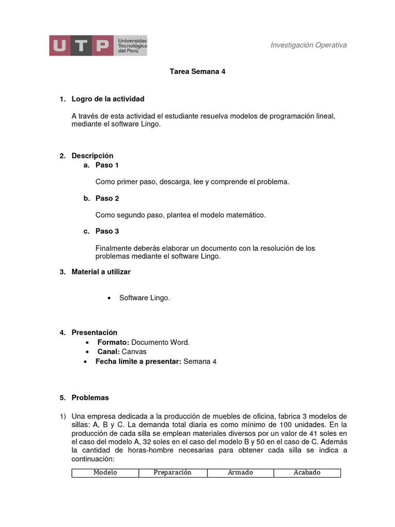 Semana 4 - PDF - Indicaciones para La Tarea de La Semana | PDF ...