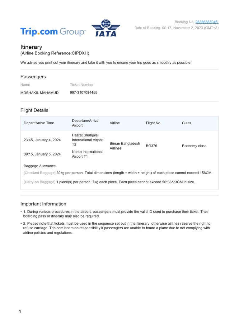 E-Receipt Return Ticket 01 | PDF